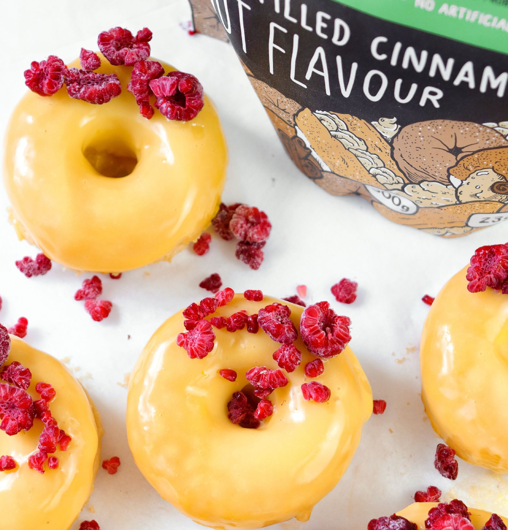 Custard Glazed Donuts | Baked Vegan Donuts with Cinnamon Protein Glaze