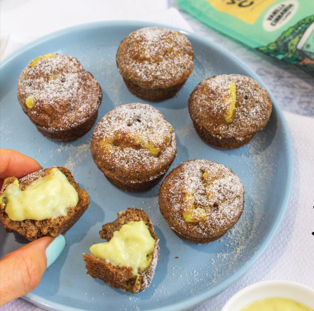 Mini Vanilla Custard Cakes | Almond Meal Muffins with Vegan Filling
